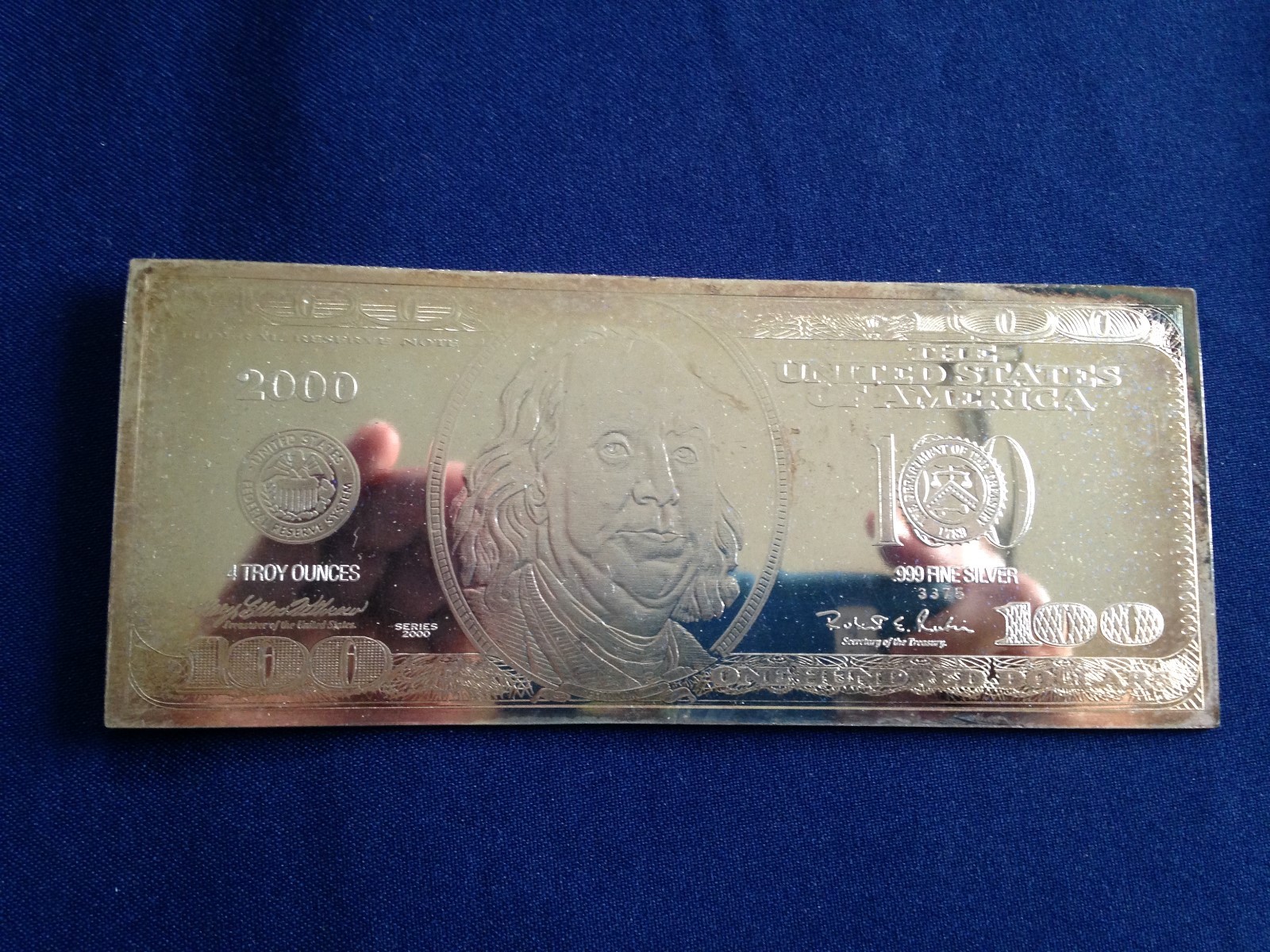 2000 American Heritage Society $100 Silver Federal Reserve Note E5520 ...