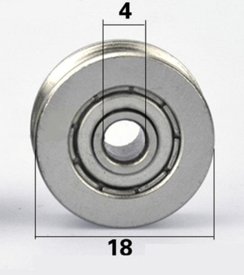4mm ID Bore OD 18mm Shielded Pulley U Groove Track Roller Ball Bearing ...