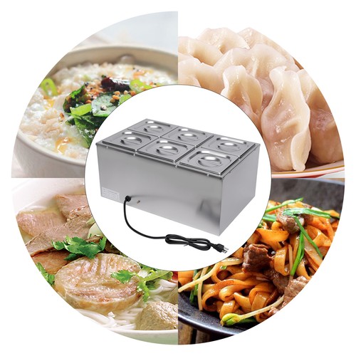 6-Pan Commercial Food Warmer Steam Table Buffet Bain Marie Countertop ...