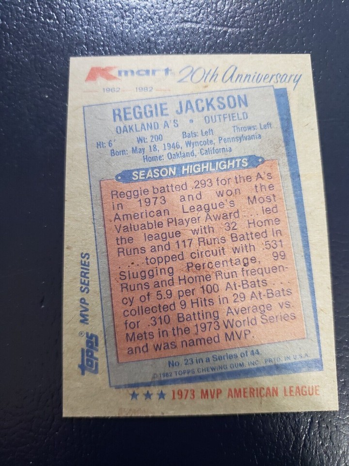 Mike Schmidt Reggie Jackson Topps 1982 Kmart Over Print ERROR WOW RARE ...