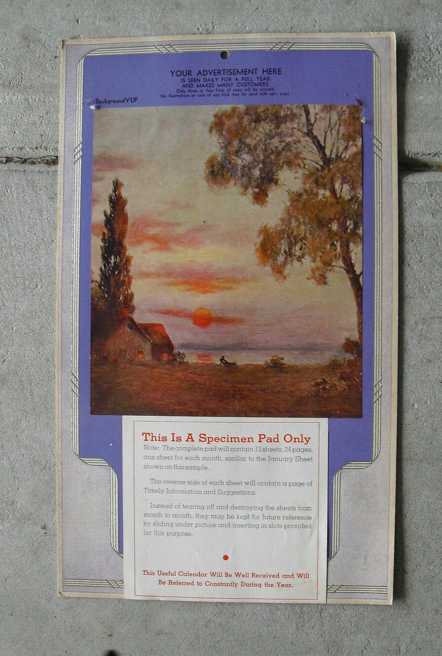 Vintage 1939 Wall Calendar Specimen Pad Salesman Sample with House ...