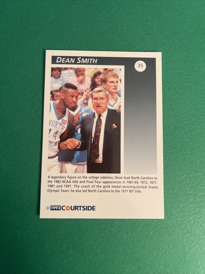 DEAN SMITH North Carolina Tar Heels / 1992 Courtside Basketball Card ...