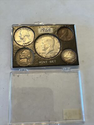 1964 P 5-Coin US Mint Set In Plastic Holder Silver Kennedy Half ...
