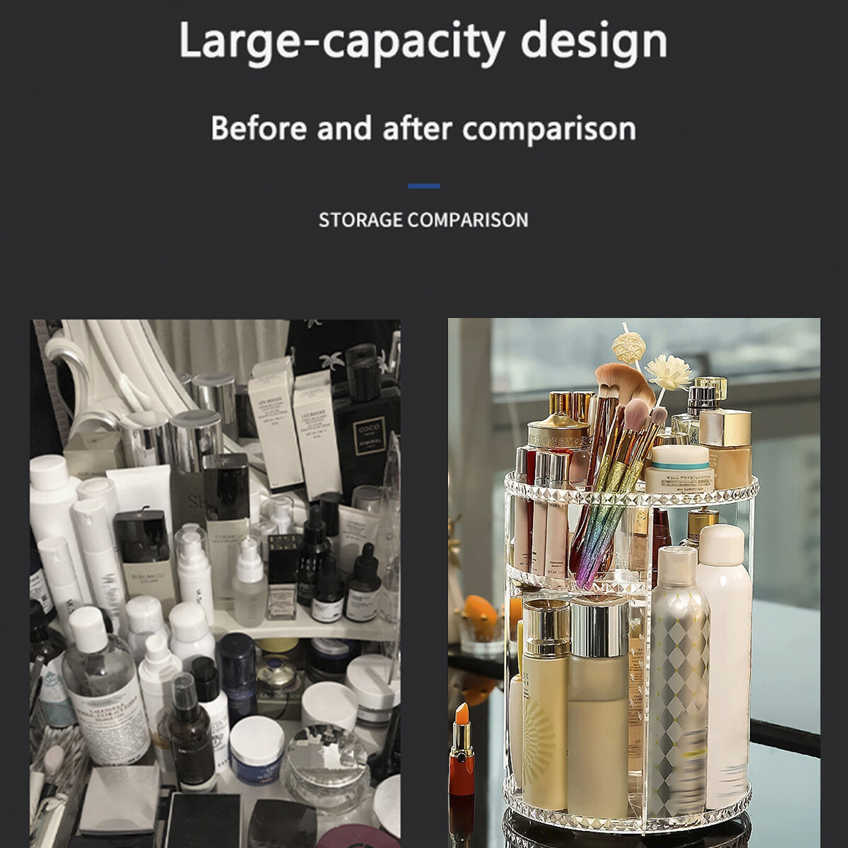 Rotating Makeup Organiser 360° Spinning Makeup Holder Acrylic Cosmetic ...