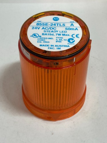ALLEN BRADLEY 855E-24TL5 STACK LIGHT AMBER STEADY LED 24VAC/DC 50MA ...