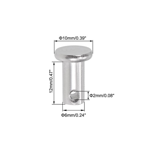 Single Hole Clevis Pins - 6mm x 12mm Flat Head 304 Stainless Steel Pin ...
