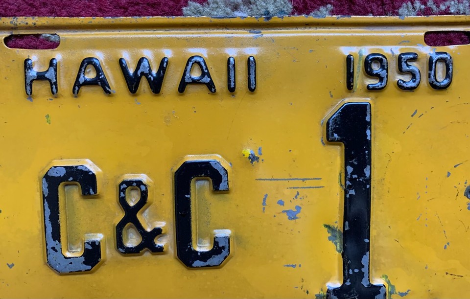 1950 # 1 HAWAII POLITICAL LICENSE PLATE BELONGED TO MAYOR WILSON OF ...