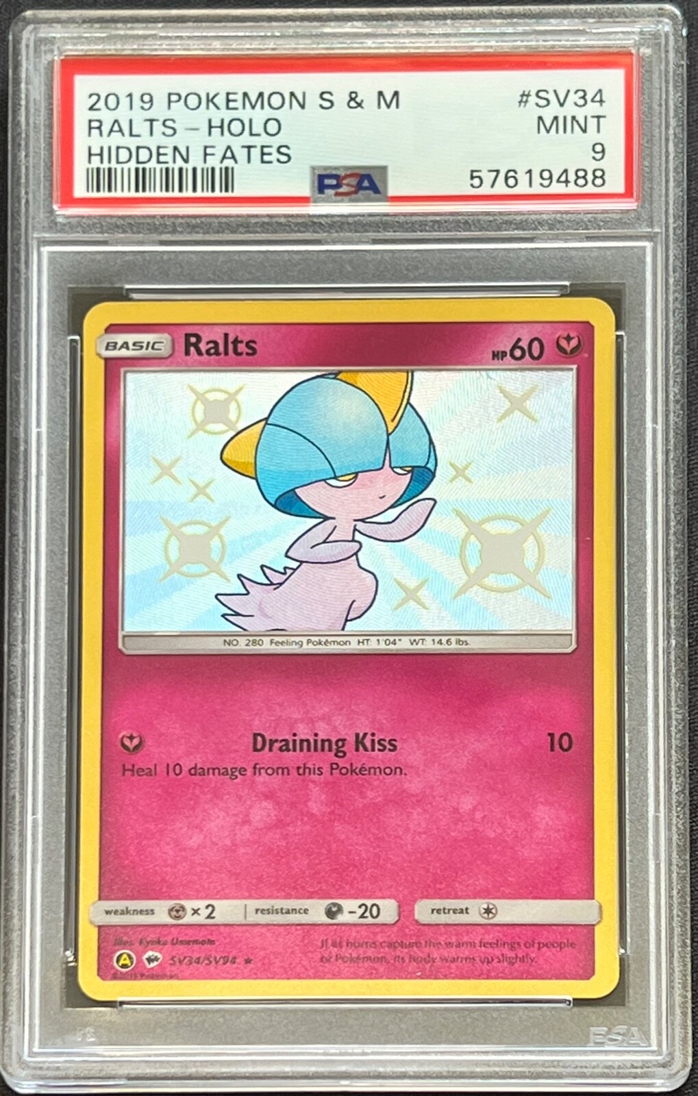 2019 Pokemon S & M Hidden Fates Shiny Vault Holo Rare # SV34 RALTS Mint ...