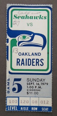 1979 OAKLAND RAIDERS vs SEATTLE SEAHAWKS Game Ticket NFL Football | eBay
