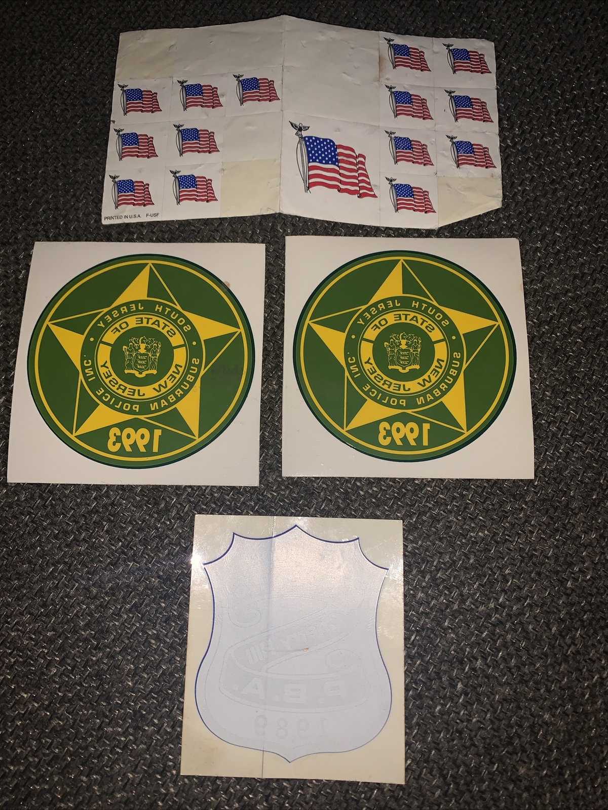 3 LOT 3.5” NEW JERSEY POLICE 1993 1989 WINDOW DECAL PBA STICKER CHERRY ...