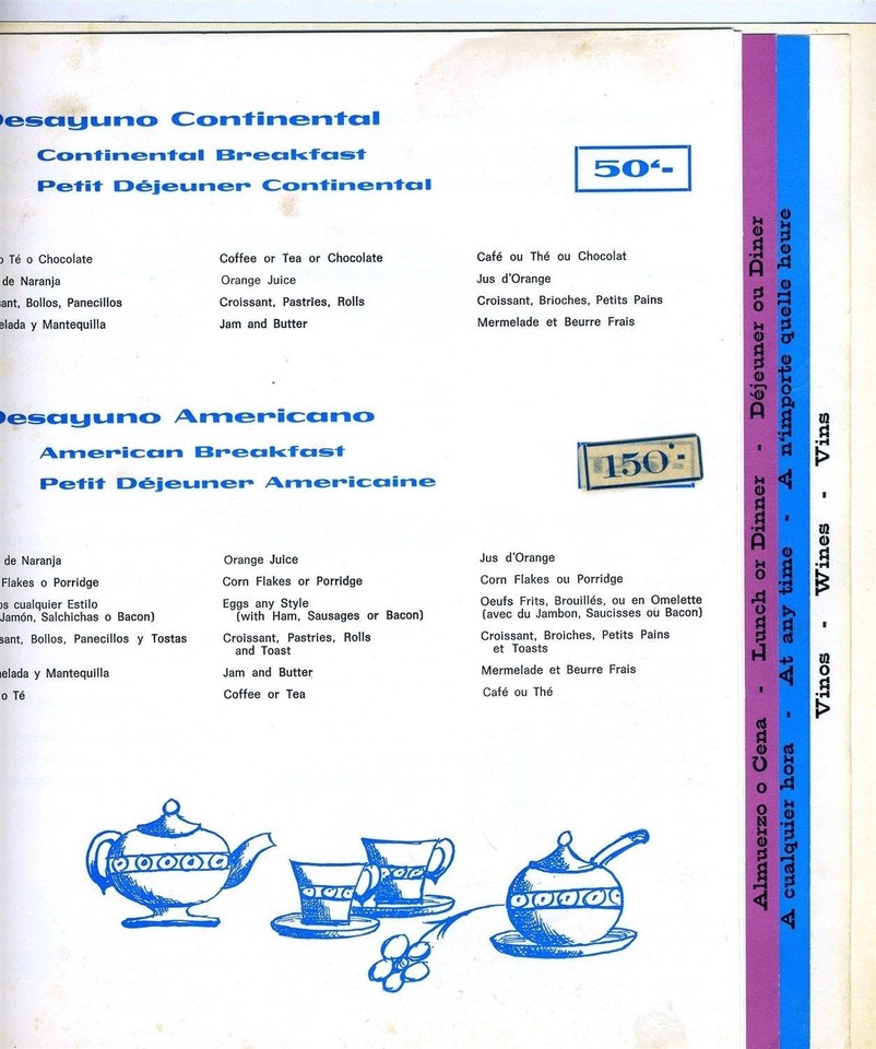 Hotel Melia Mallorca Room Service Menu Mallorca Spain | eBay