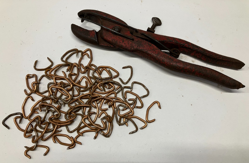 Vintage Humane Hog Ring Pliers with Hog Rings Farm Tools Upholstery ...