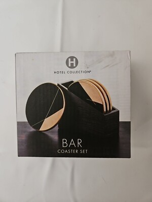 Drink Coaster Set of 4 - Hotel Collection Bar Coaster set with Holder ...