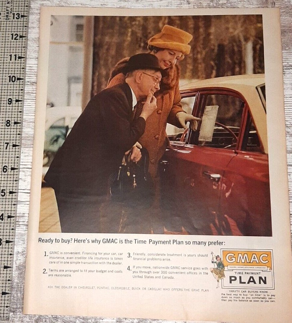 1963 GMAC Vintage Print Ad GM Car Dealership Husband Wife Showroom ...