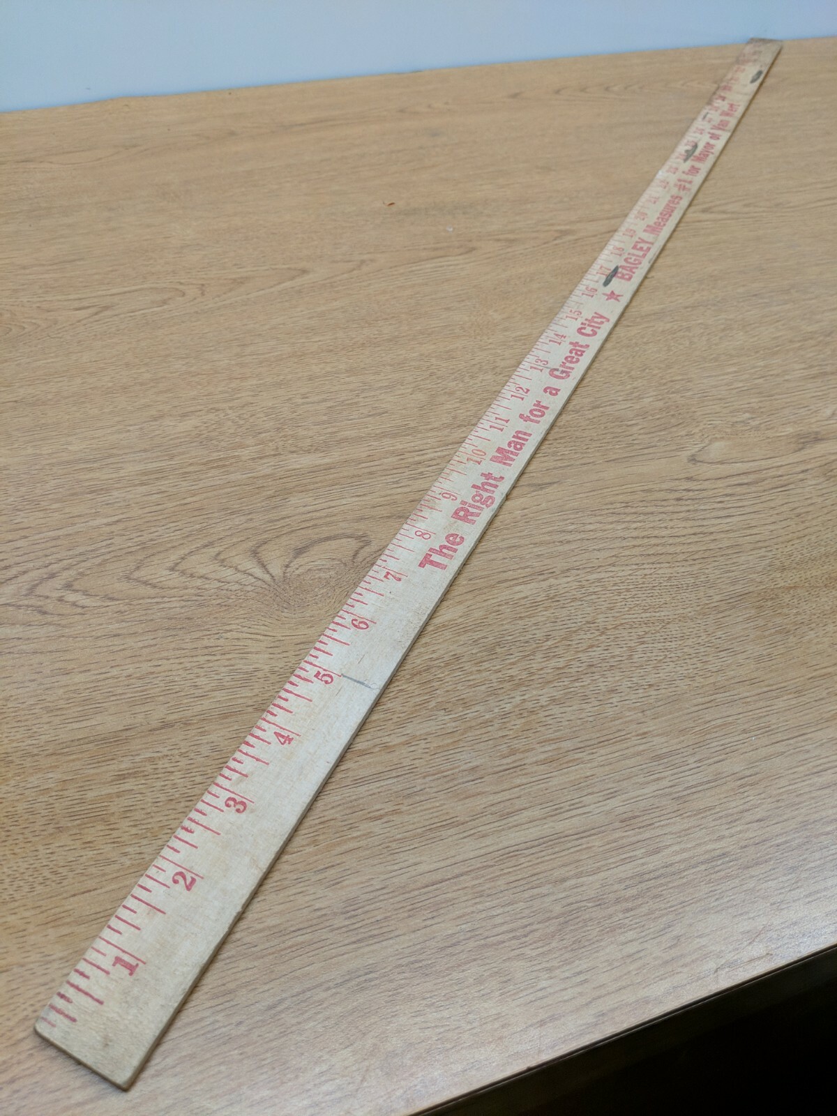 VINTAGE WOOD YARDSTICK WALKING STICK CANE #1 MAYOR OF VAN WERT OHIO ...