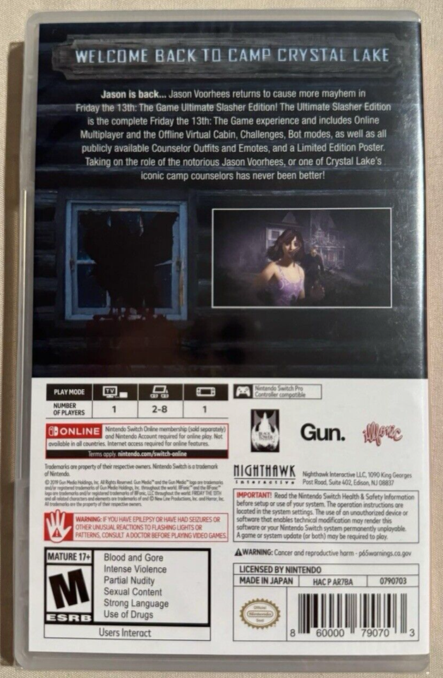 Friday the 13th: The Game - Ultimate Slasher Edition - Nintendo Switch ...