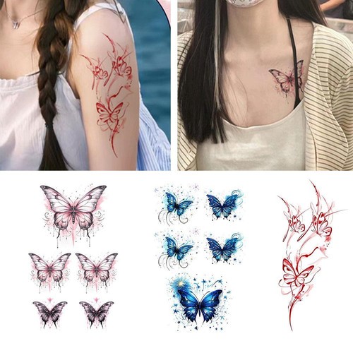 Colourful Butterflies Tattoo Stickers Body Art Sticker Fresh Simulation ...