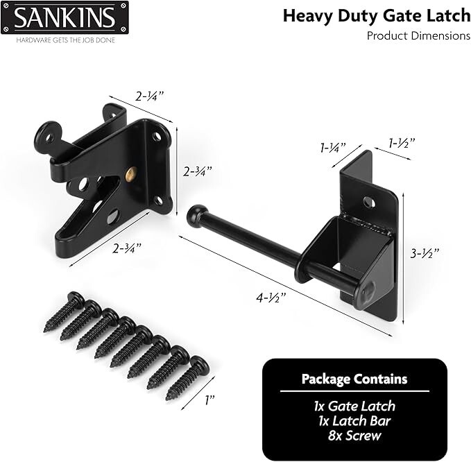SANKINS Self-Locking Gate Latch for Wooden Fence Gate Heavy Duty Post ...