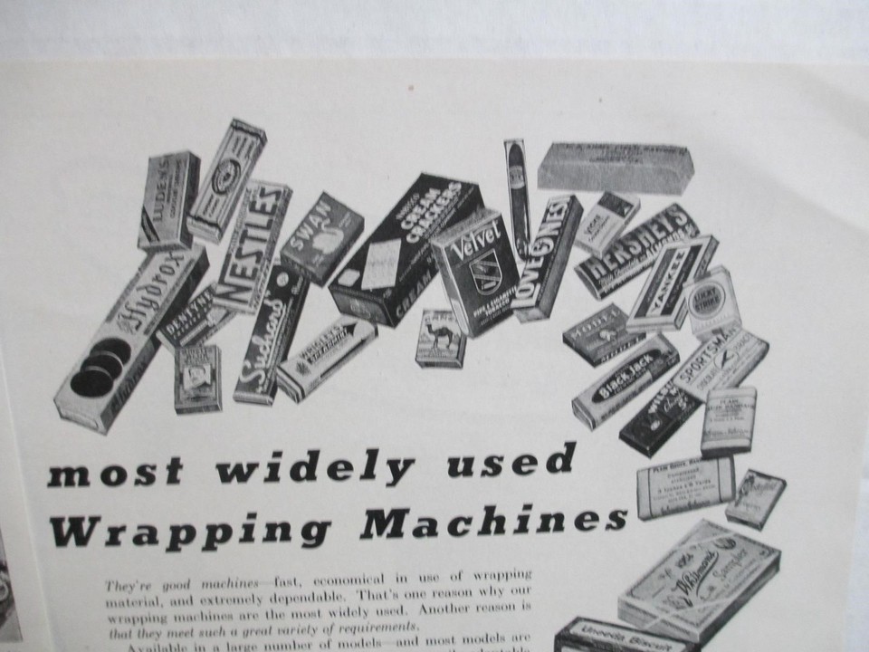 magazine ad 1944 PACKAGE Machinery candy bar wrapper gum cookie Hershey ...