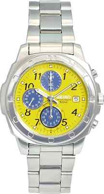 SEIKO SND409 Chronograph Men's Watch Yellow Fast Delivery NEW | eBay ...