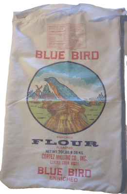 Blue Bird Cloth Flour Flower Print 20 LBS. Cotton Sack | eBay