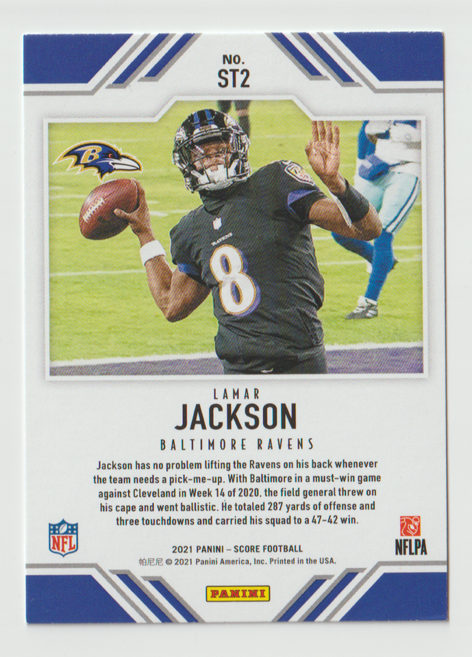 2021 Score Football Score Team #2 Lamar Jackson - Baltimore Ravens | eBay