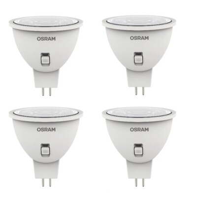 4 x Osram LED Bulb 6W MR16 Tri Color Selectable CCT 3000K 4500K 6500K ...