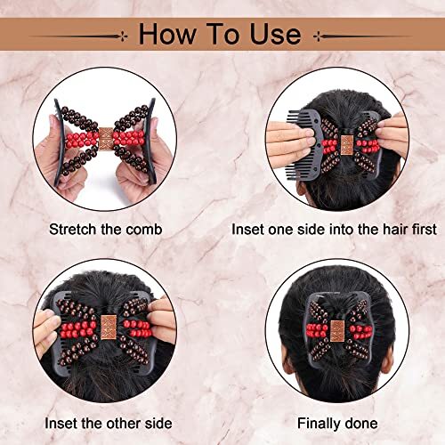 6 Pcs Magic Hair Comb Elastic Beaded Hair Clips Women Decorative ...