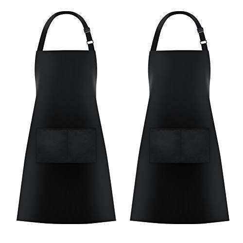 2 Pack Bib Aprons with 2 Pockets Cooking Chef Kitchen Apron for Women ...
