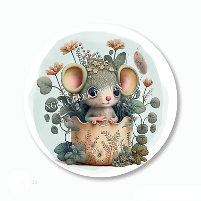 Stunning Mouse in Flowers Scrapbook Stickers Envelope Seals Labels ...