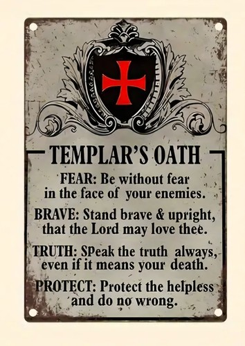 Knights Templar The Templars Oath Masonic Wall Art Metal Sign 20x30 cm ...