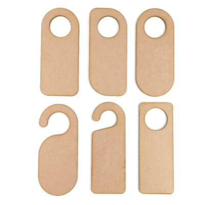 3x Blank Door Hangers handle MDF Craft Shapes Wooden Decoration sign ...