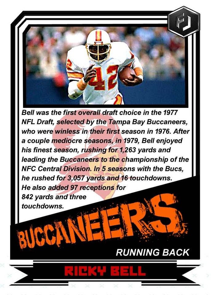 ACEO RICKY BELL TAMPA BAY BUCCANEERS CUSTOM HAND MADE ART CARD | eBay