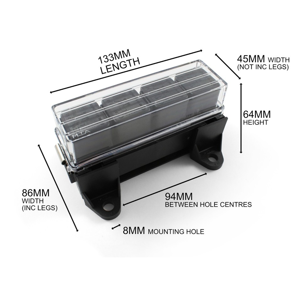 Relay Box 4 Way for Standard (Mini) Relays Holder / Block 12v / 24v MTA ...