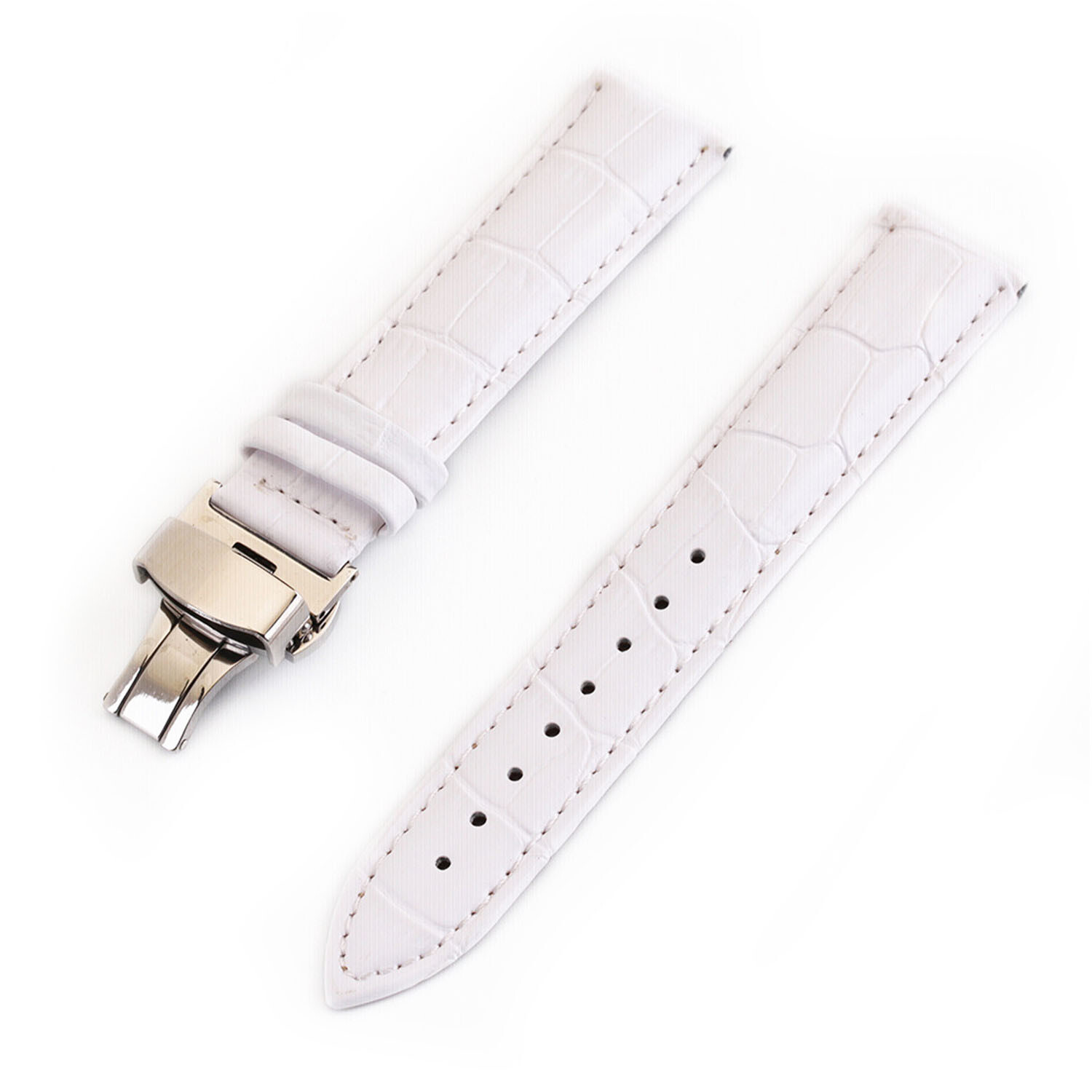 12mm-24mm EYW Style Watch Band Butterfly Clasp Genuine Leather Strap ...