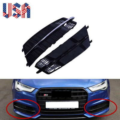 Left & Right Front Bumper Lower Grille Black Bezel for 2016-2018 Audi ...