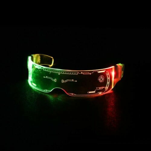 LED Light Up 7 Color Clear Lenses Visor Glasses Goggles Cyberpunk Rave ...