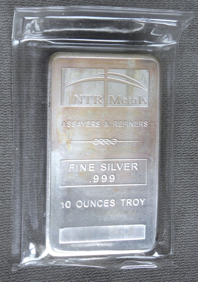 10 oz Silver Bar NTR Metals Assayers & Refiners .999 Fine Silver ...