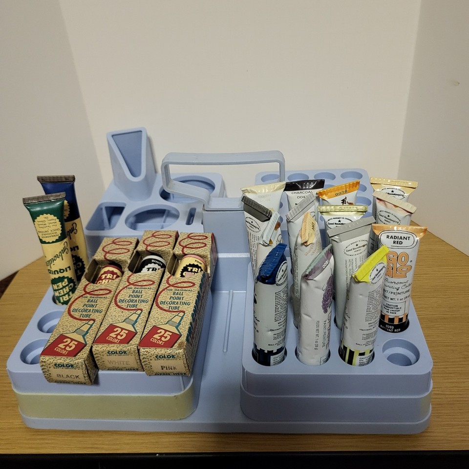 Tri-Chem Liquid Embroidery Paint Lot Tubes with Vintage Case Swivels | eBay