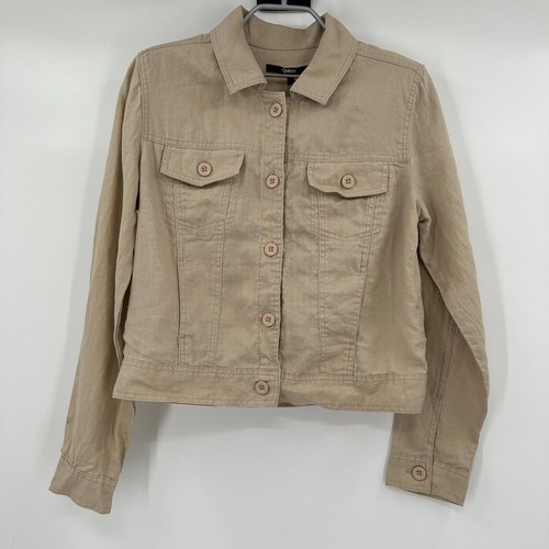 Quince Women's Linen Jacket sz S Driftwood-Tan Button Down Long Sleeve ...