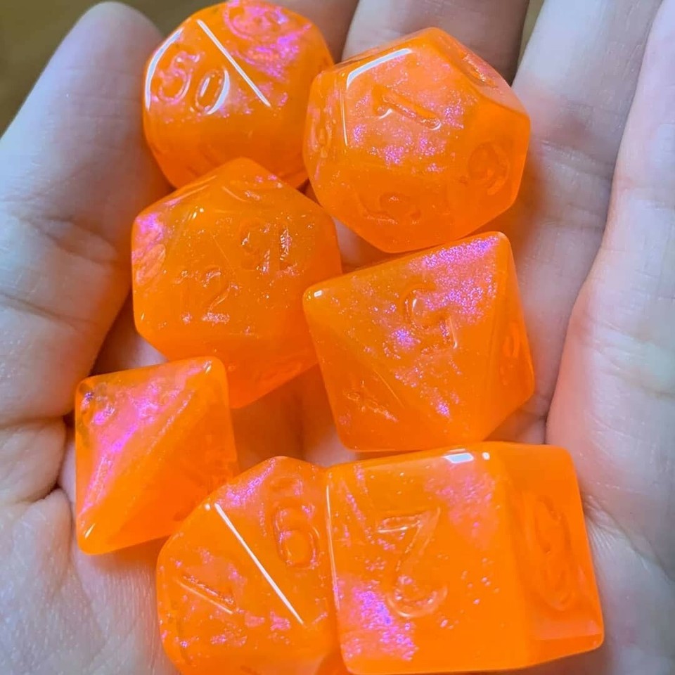 ATL Horizon Orange & Purple Shimmer No Ink Dice Set DnD RPG | eBay