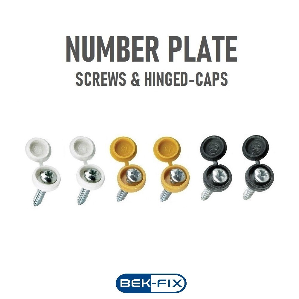 Number Plate Fitting Kit 6 SCREWS & White, Black & Yellow CAPS | eBay UK