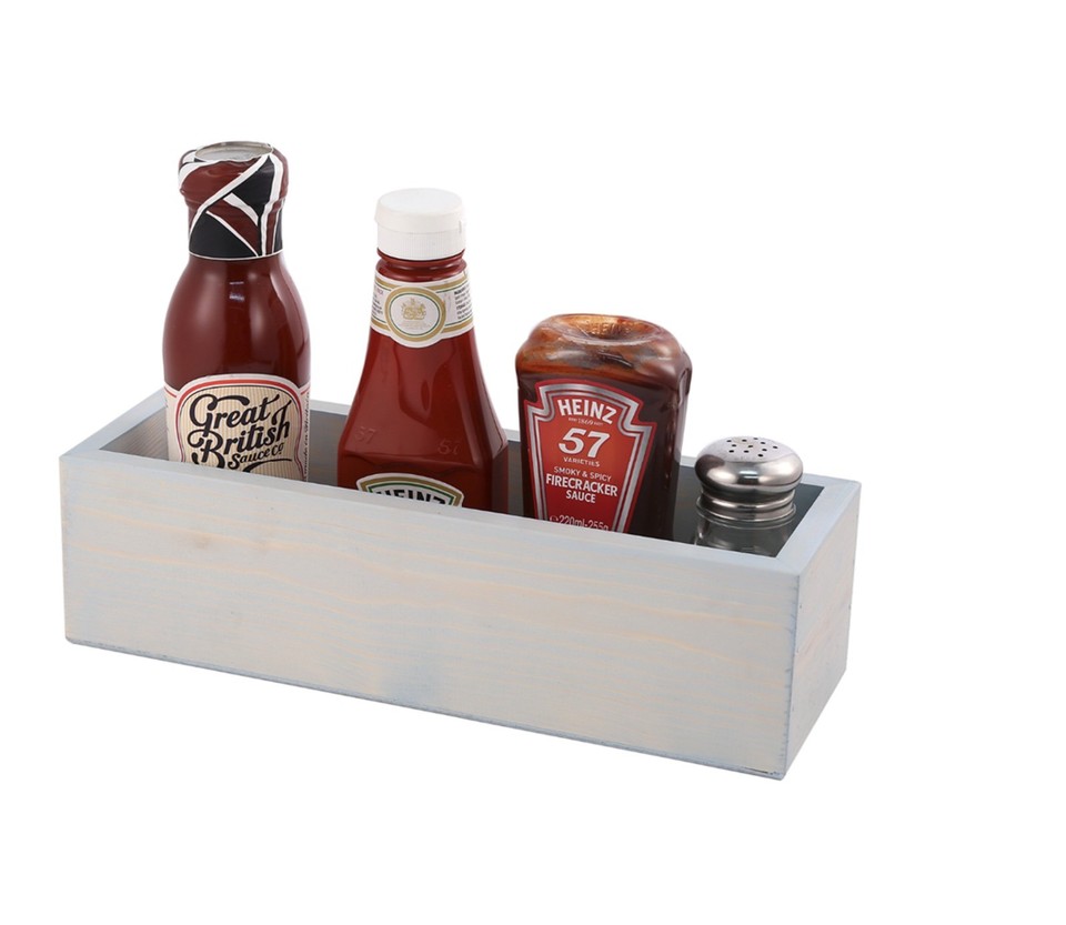 Handmade Thick Pine Wood Table Tidy / Condiment Holder storage caddies ...