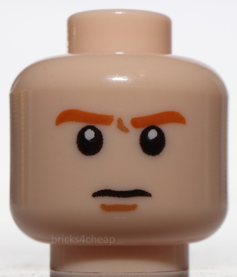 Lego Head Dual Sided Orange Eyebrows Pupils Chin Dimple Frown Scared | eBay