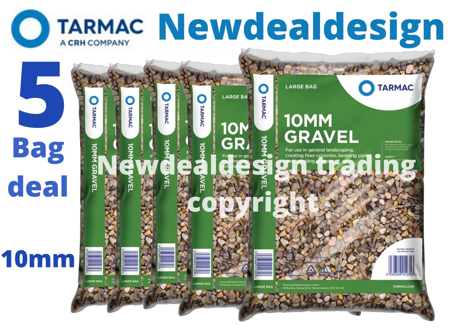 5x Large Bags Of 10mm Garden Gravel Pea Shingles For Drainage Driveway ...