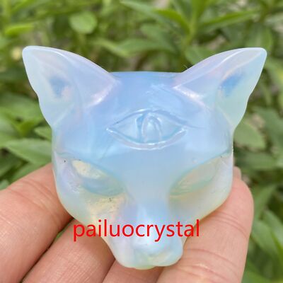 2" Opalite Cat Skull Quartz Crystal Skull Carved Figurines Reiki 1pc | eBay