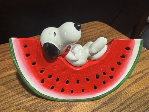 Vintage Snoopy On Watermelon Ceramic Bank. Peanuts, Japan. Piggy Bank ...