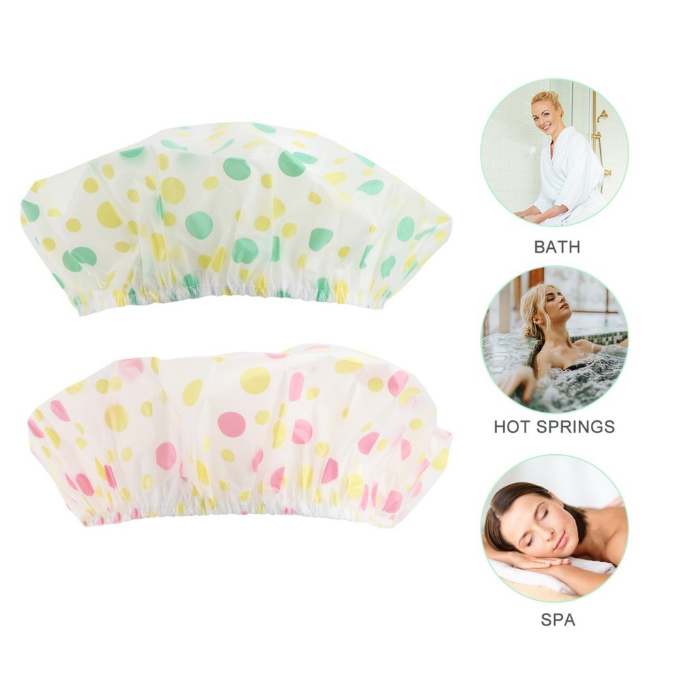 2pcs Waterproof Shower Bath Hat Hair Cover Bathing for Women Bathroom ...
