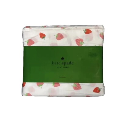 Kate Spade Full Sheet Set Strawberries Cotton Percale Sheets NWT | eBay