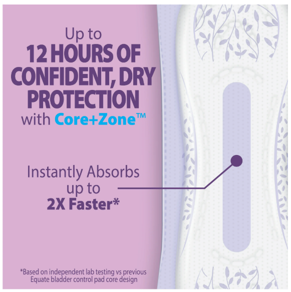 Equate Options Incontinence Pads for Women, Long Length, 60 Ct | eBay